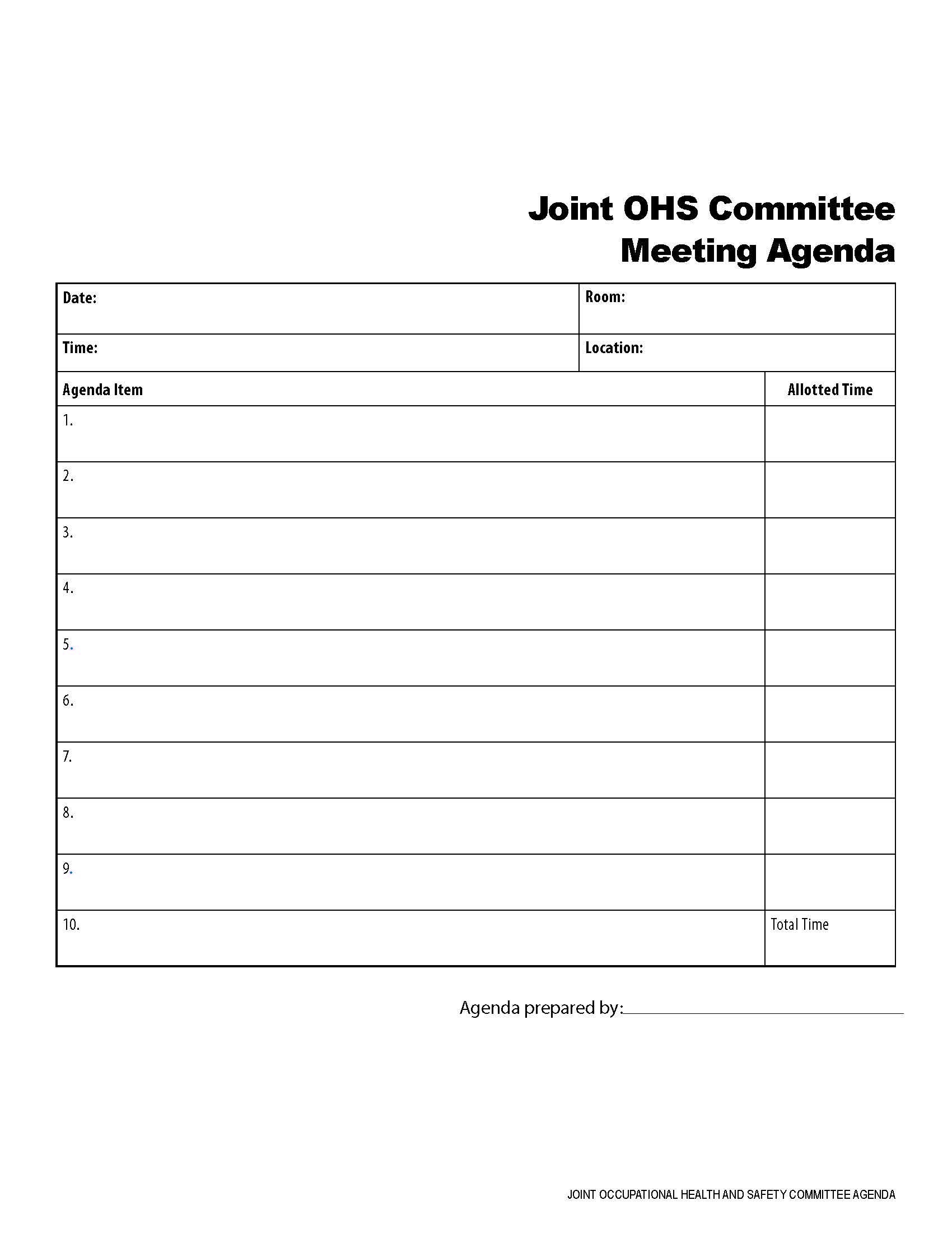 Joint OHS Committee Agenda - Template | WSCC | Workers' Safety and Compensation Commission
